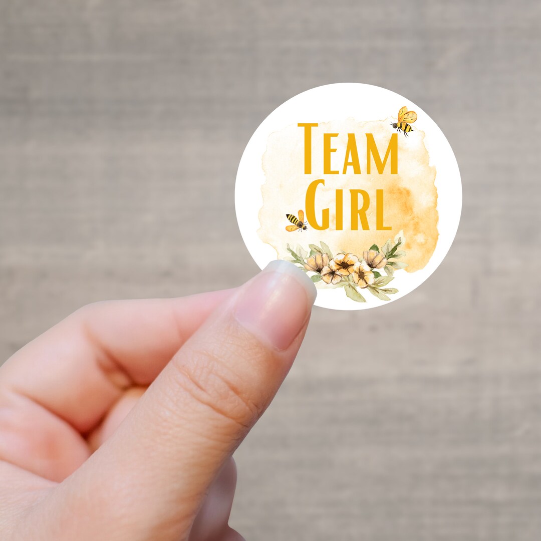 Gender Reveal Sticker Sheets Bee Hive Baby Shower Party Favor Team Boy ...
