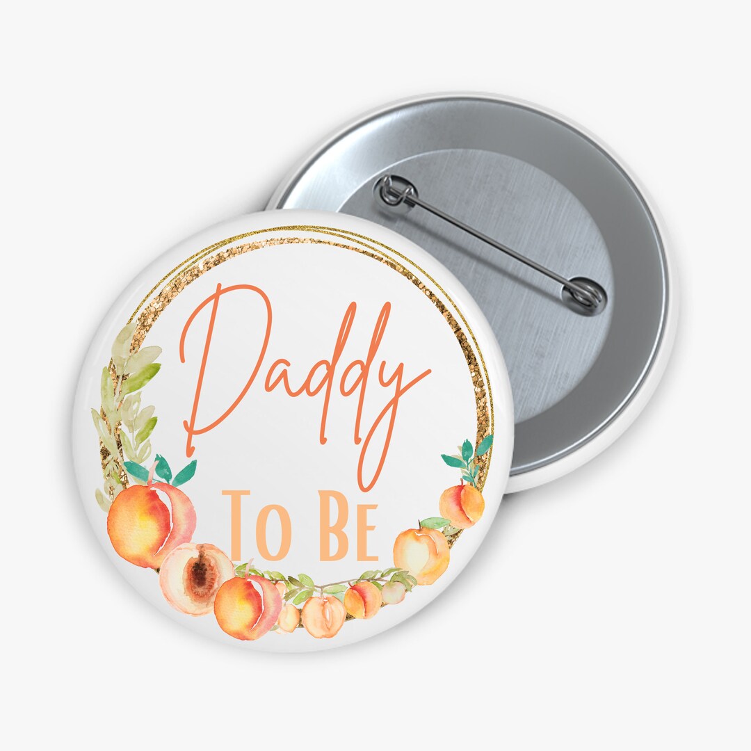 Gender Reveal Baby Shower Button Pin, Our Little Peach Themed Gender ...