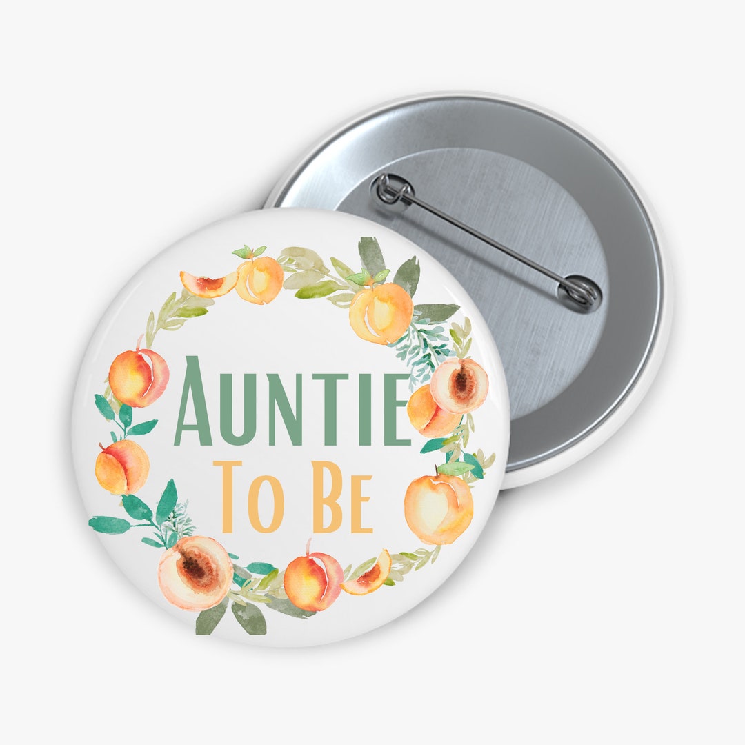 Gender Reveal Baby Shower Button Pin, Our Little Peach Themed Gender ...