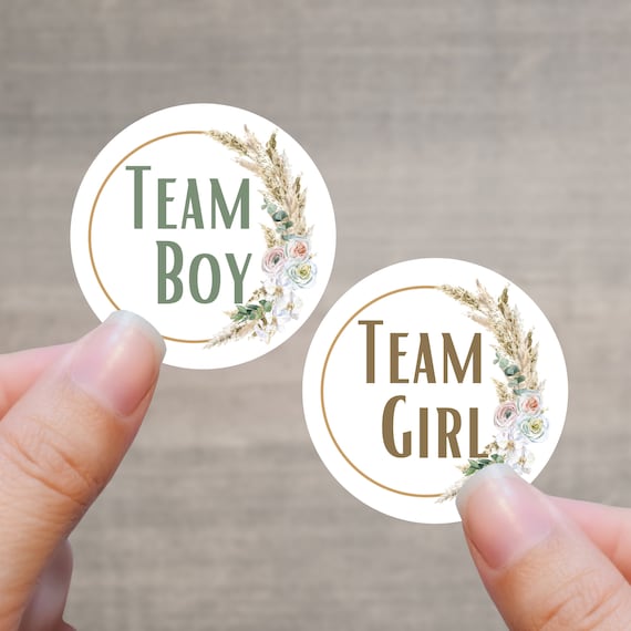 Team Boy Team Girl Gender Reveal Baby Stickers Fall Gender - Etsy