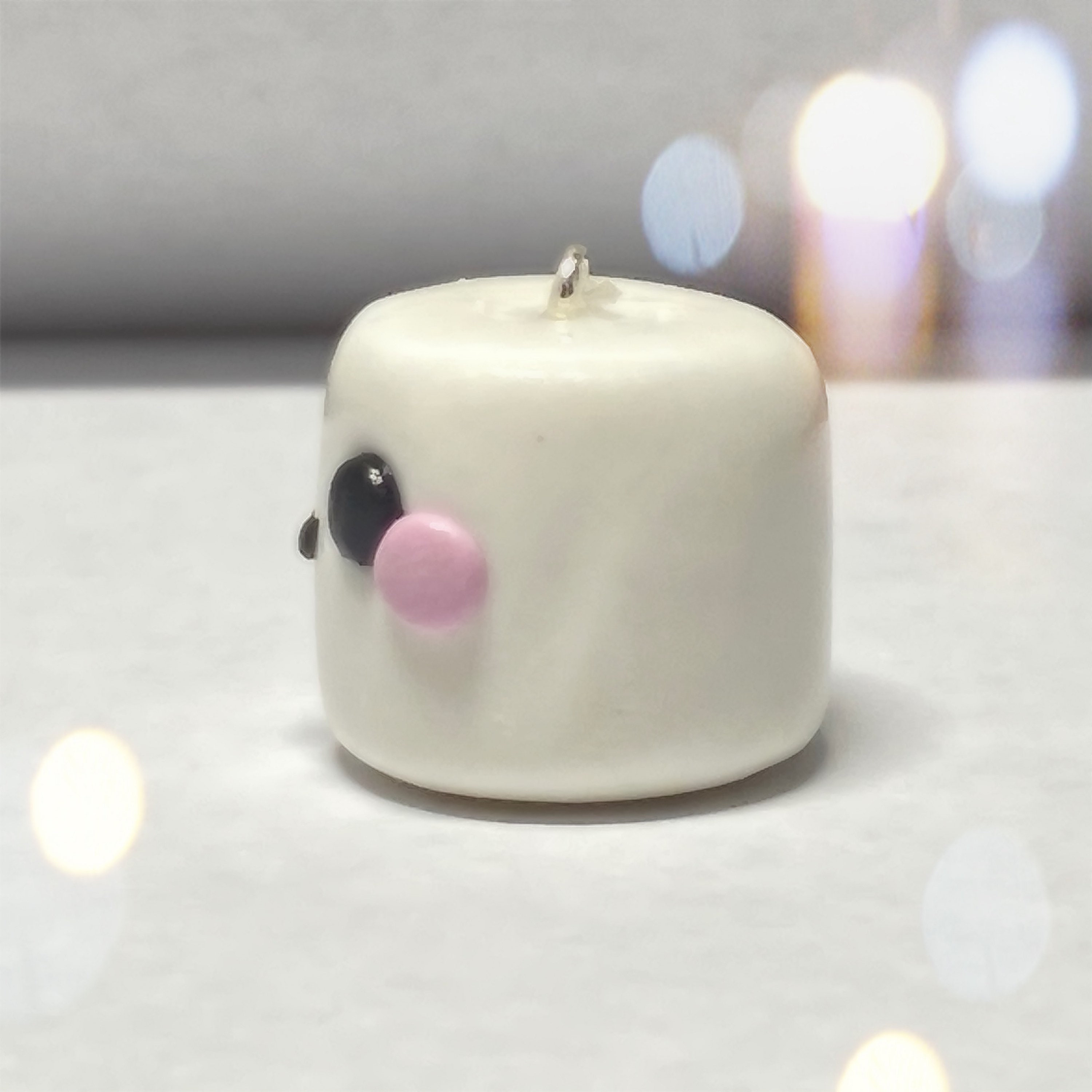 Cute White Marshmallow, Polymer Clay Charm, Miniature Keychain - Etsy