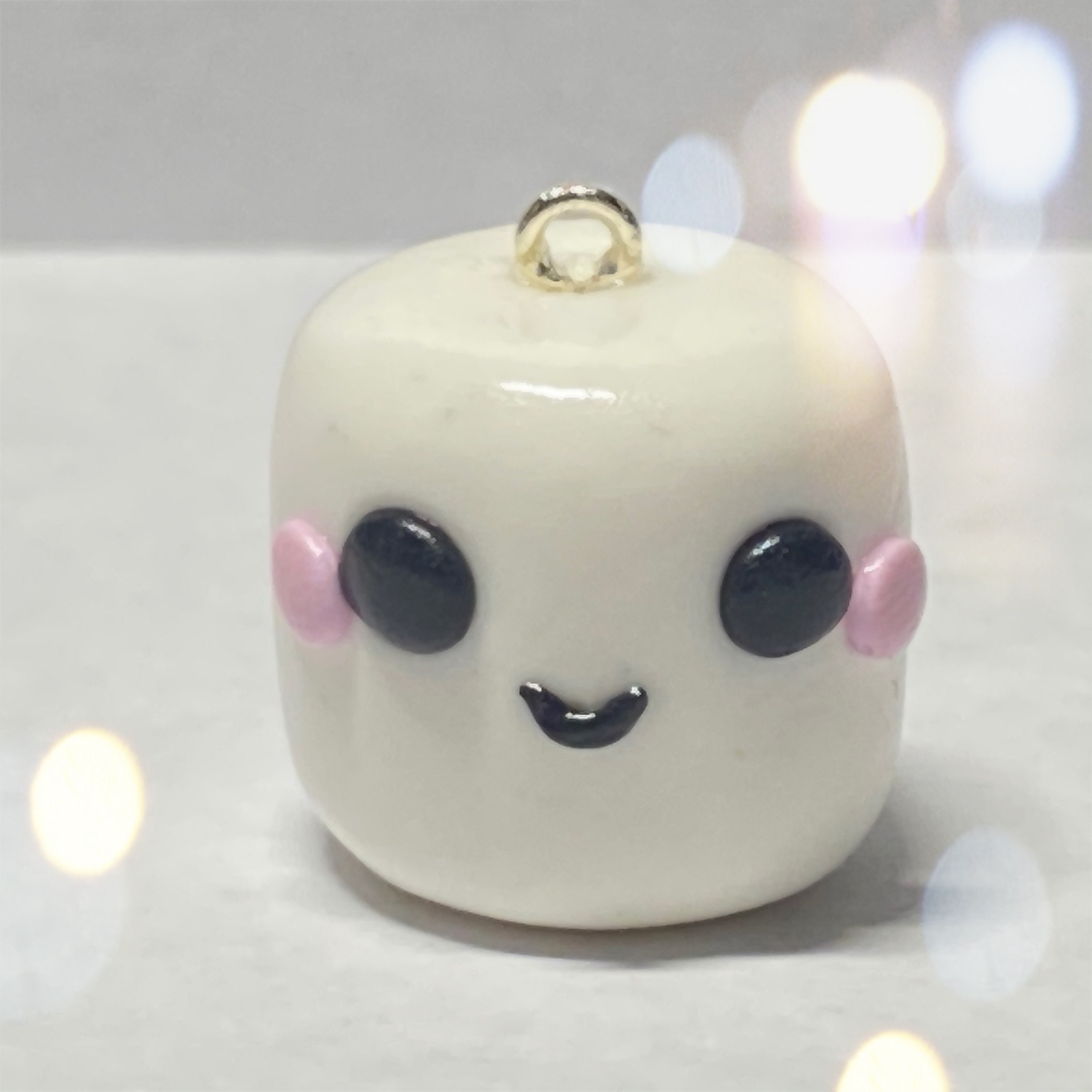 Cute White Marshmallow, Polymer Clay Charm, Miniature Keychain - Etsy