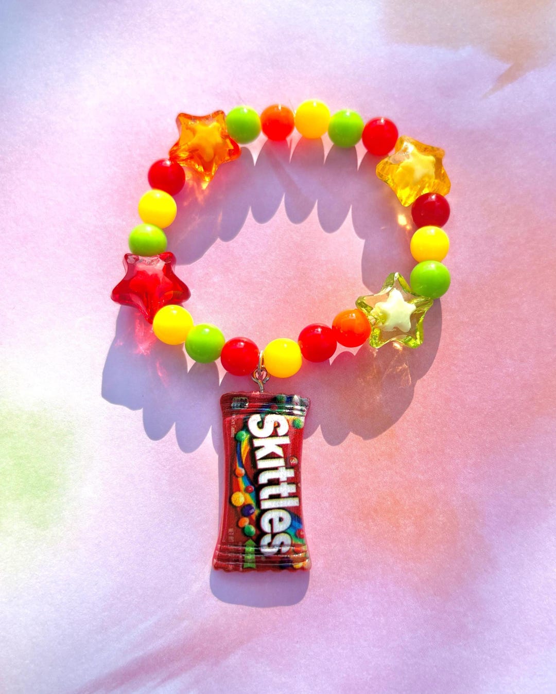 Skittles-themed Charm Bracelet | Skittles, Candy, Stars, Food, Rainbow ...