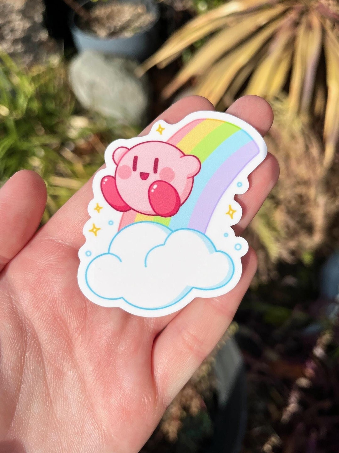 Rainbow Kirby Sticker | Kirby, Rainbow, Funny, Poyo, Clouds, Pink ...
