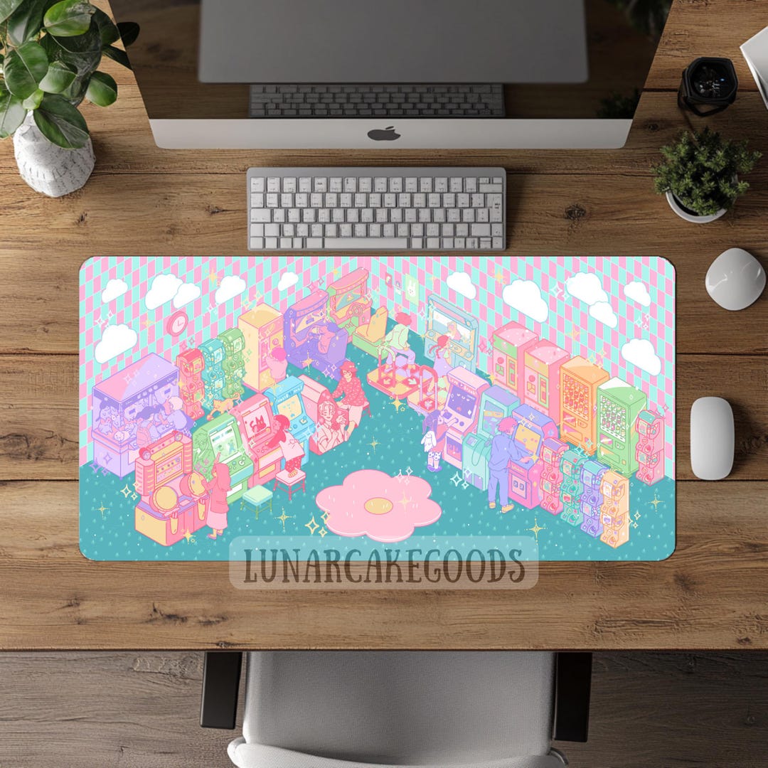 Pastel Arcade Desk Mat | Isometric, Cute, Pastel, Gaming, Desk Mat ...
