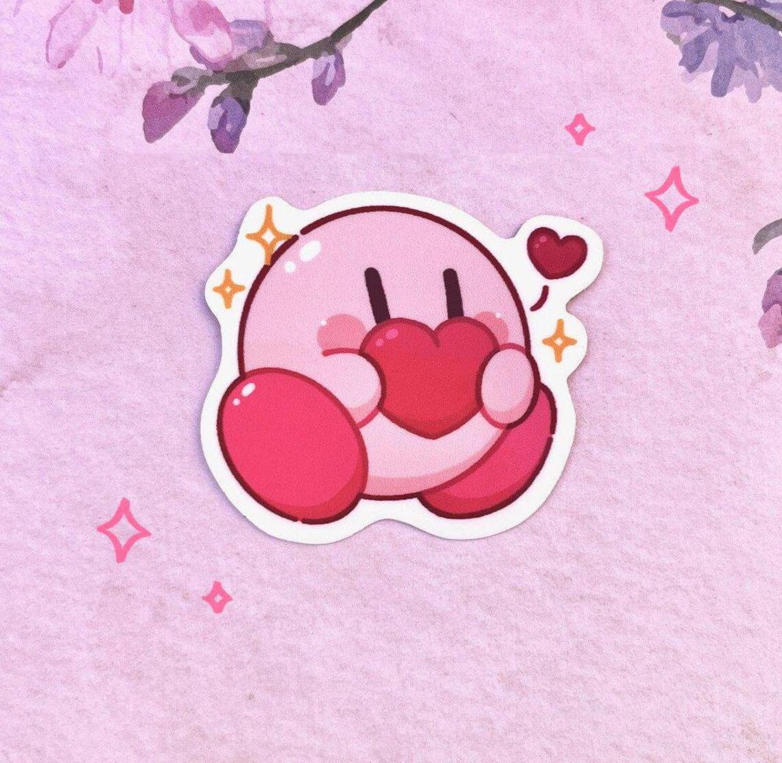 Kirby Heart Sticker | Kirby, Heart, Love, Poyo, Vinyl Sticker, Fanart ...