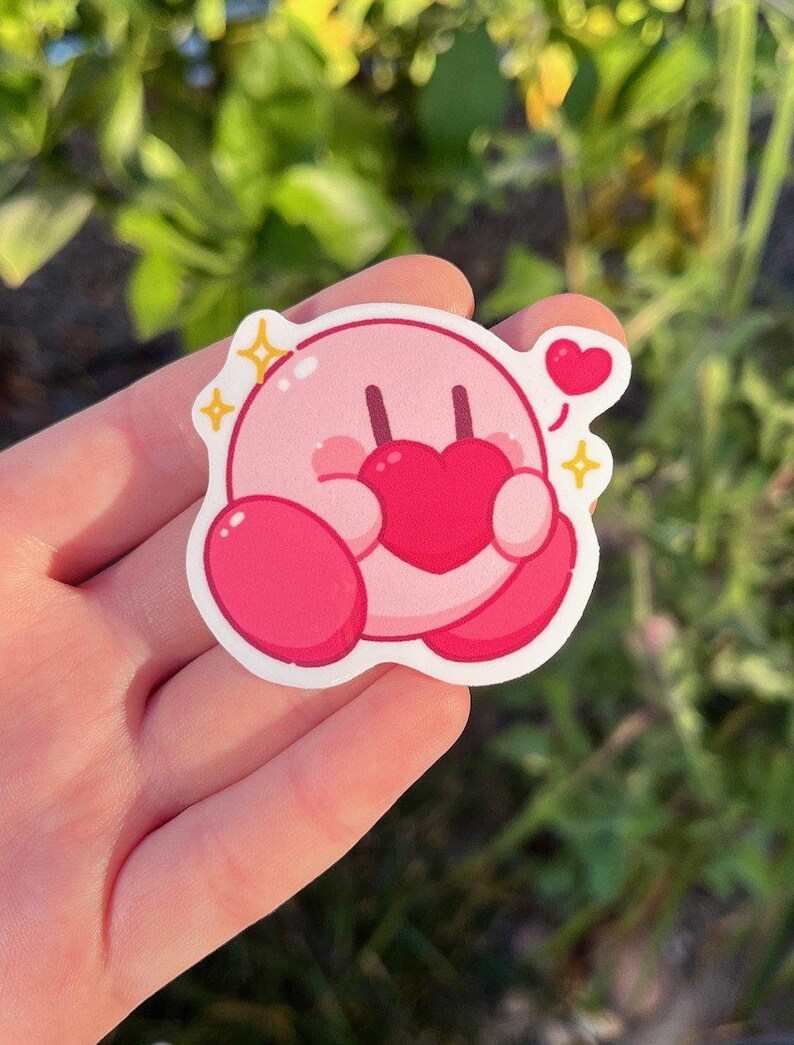 Kirby Heart Sticker | Kirby, Heart, Love, Poyo, Vinyl Sticker, Fanart ...