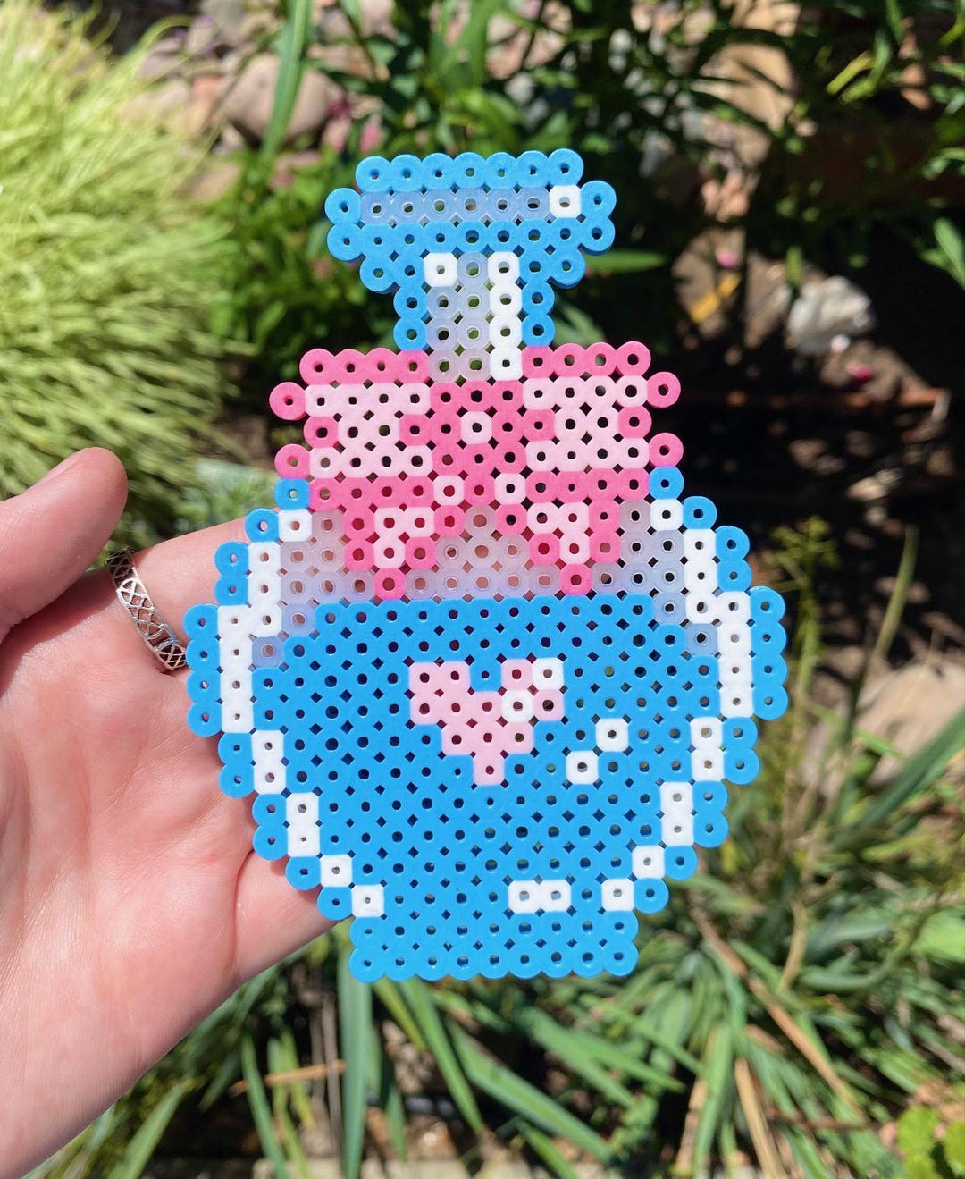 Blue Love Potion | Perler Bead Sprite | Love, Potion, Blue, Pink ...