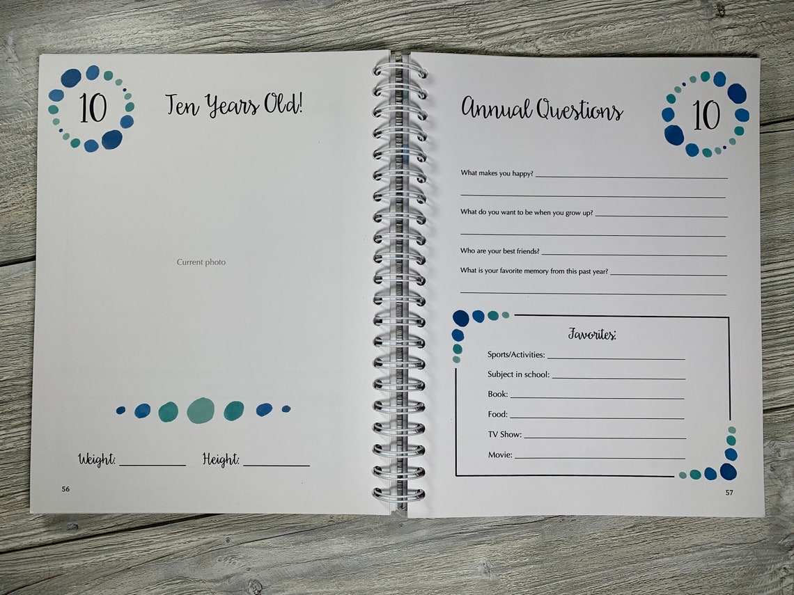 Birthday Memory Book Child Birthday Book Annual Birthday - Etsy