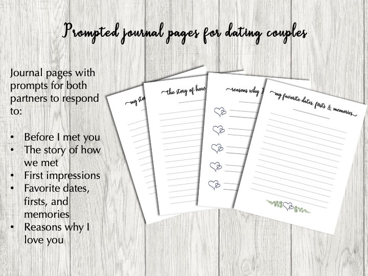 Printable Couple's Journal Memory Book for Dating Couples Our Love ...