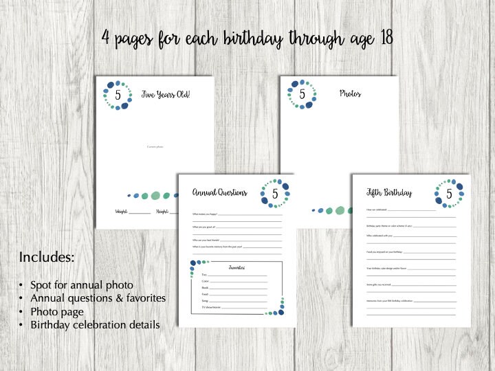 Printable Birthday Memory Book | Birthday Memory Book | Child Memory ...