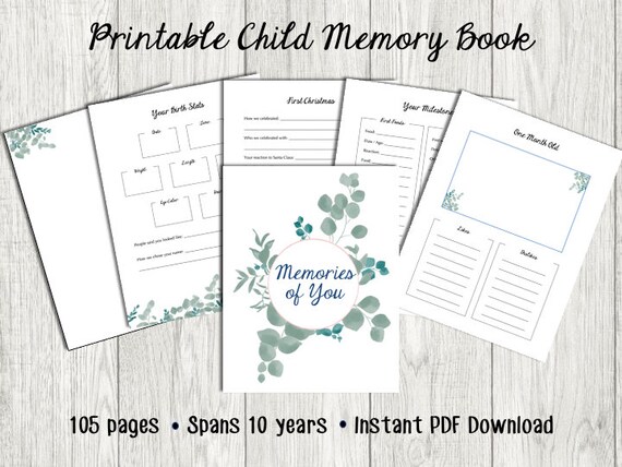 Printable Child Memory Book Baby Memory Book Toddler | Etsy