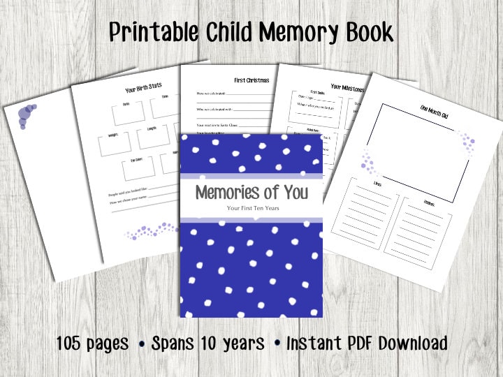 Printable Child Memory Book Baby Memory Book Toddler - Etsy