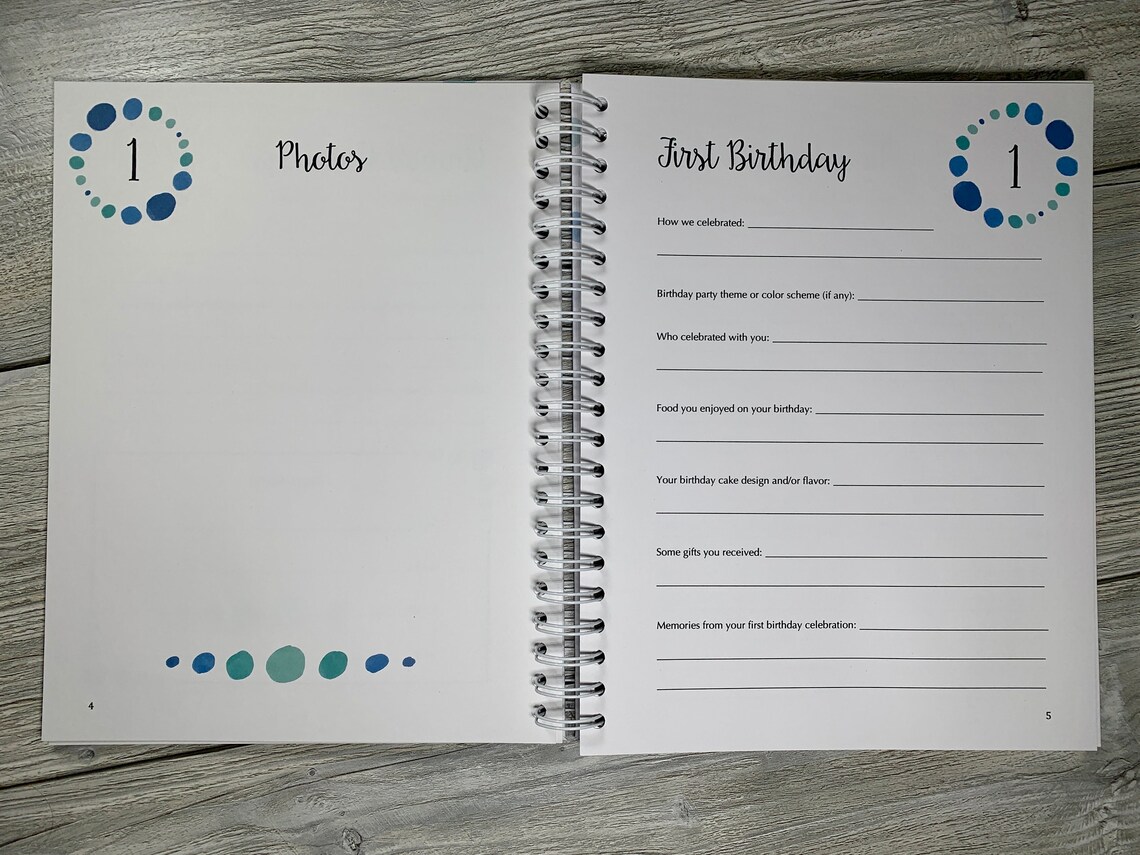 Birthday Memory Book Child Birthday Book Annual Birthday - Etsy