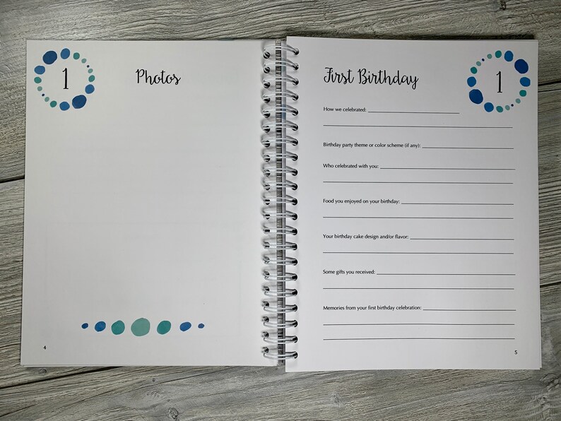 Birthday Memory Book Child Birthday Book Annual Birthday - Etsy