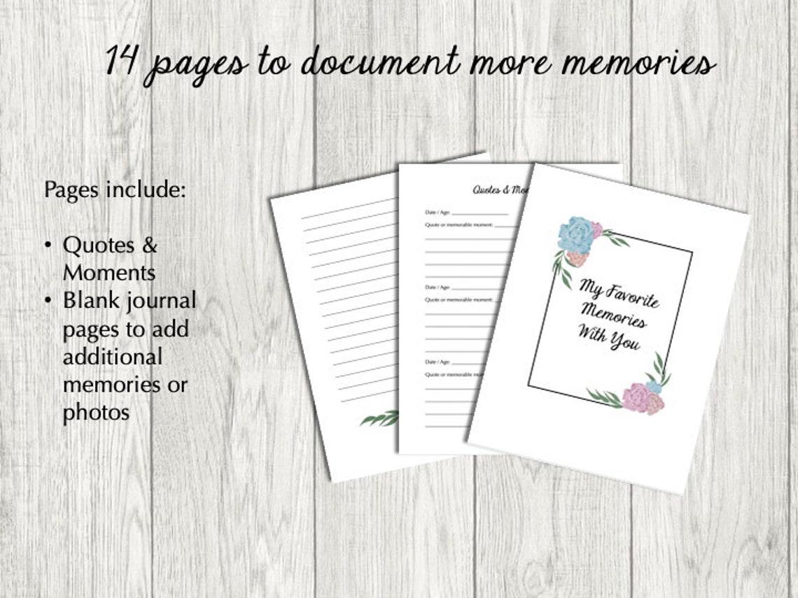 Printable Child Memory Book Baby Memory Book Toddler Memory Book Baby ...
