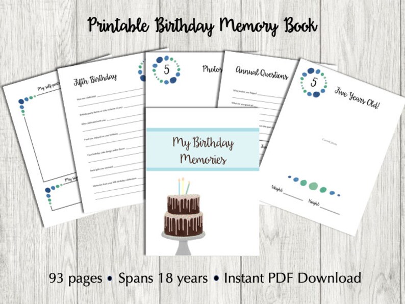 Printable Birthday Memory Book | Birthday Memory Book | Child Memory ...