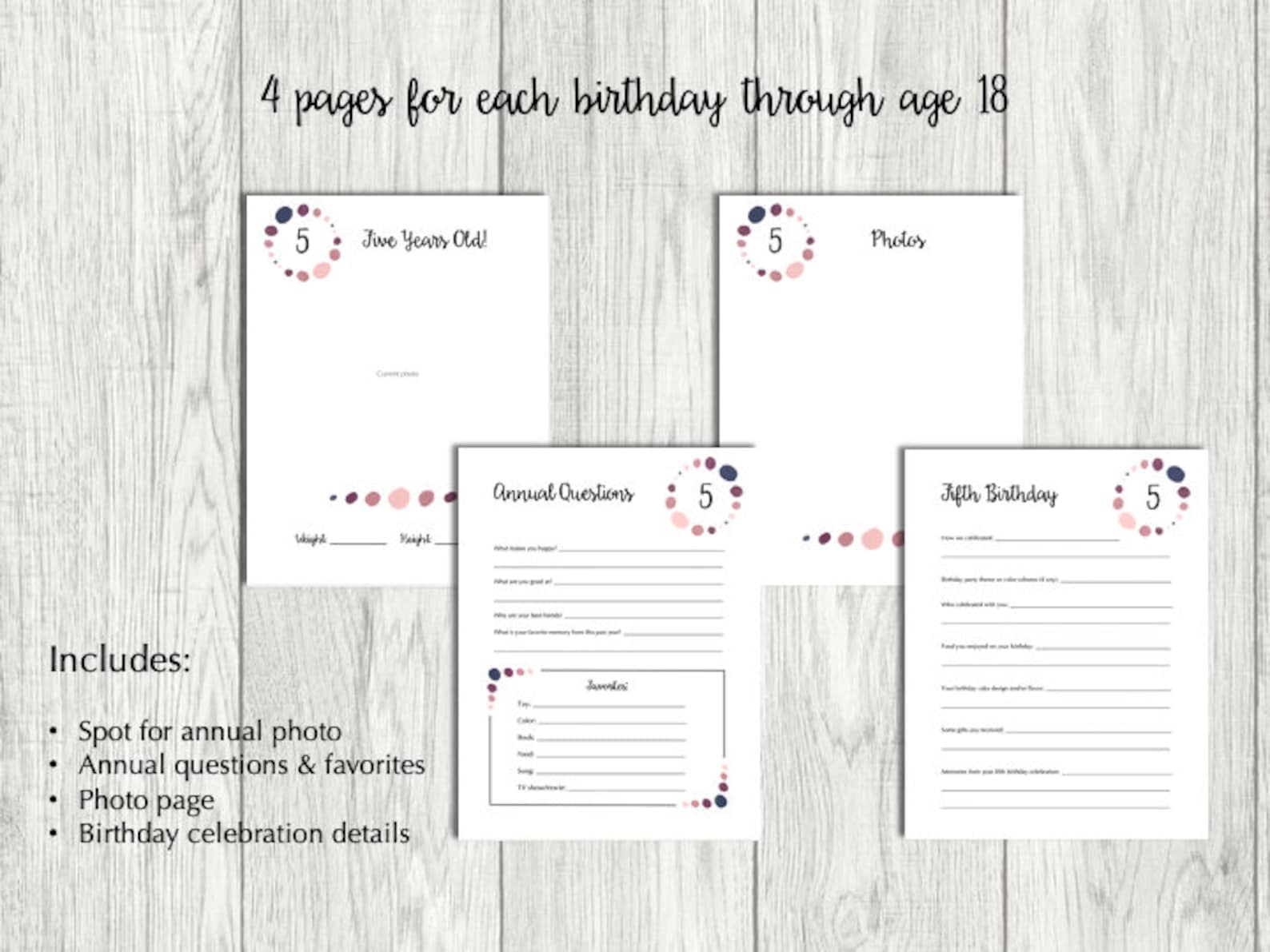 Printable Birthday Memory Book | Birthday Memory Book | Child Memory ...