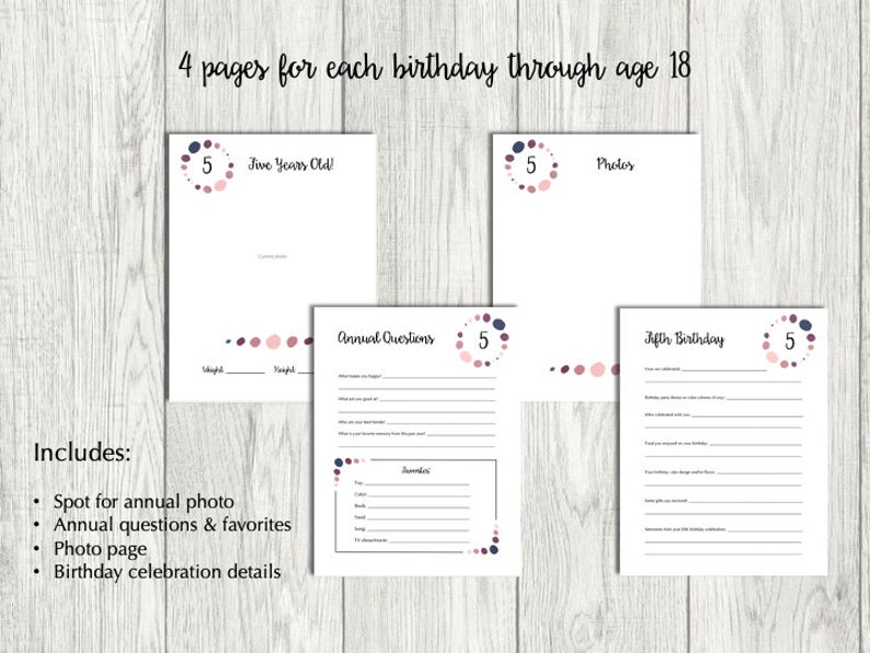Printable Birthday Memory Book | Birthday Memory Book | Child Memory ...