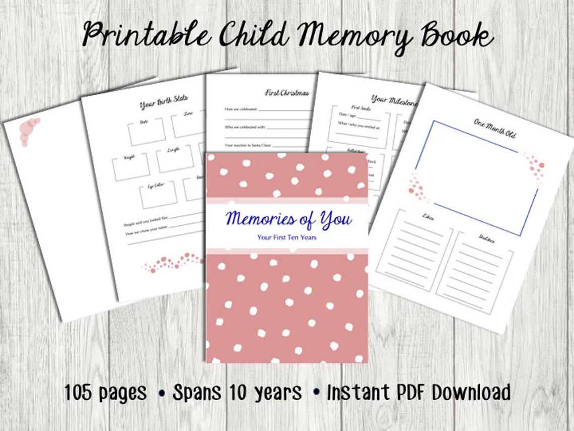 Printable Child Memory Book Baby Memory Book Toddler - Etsy