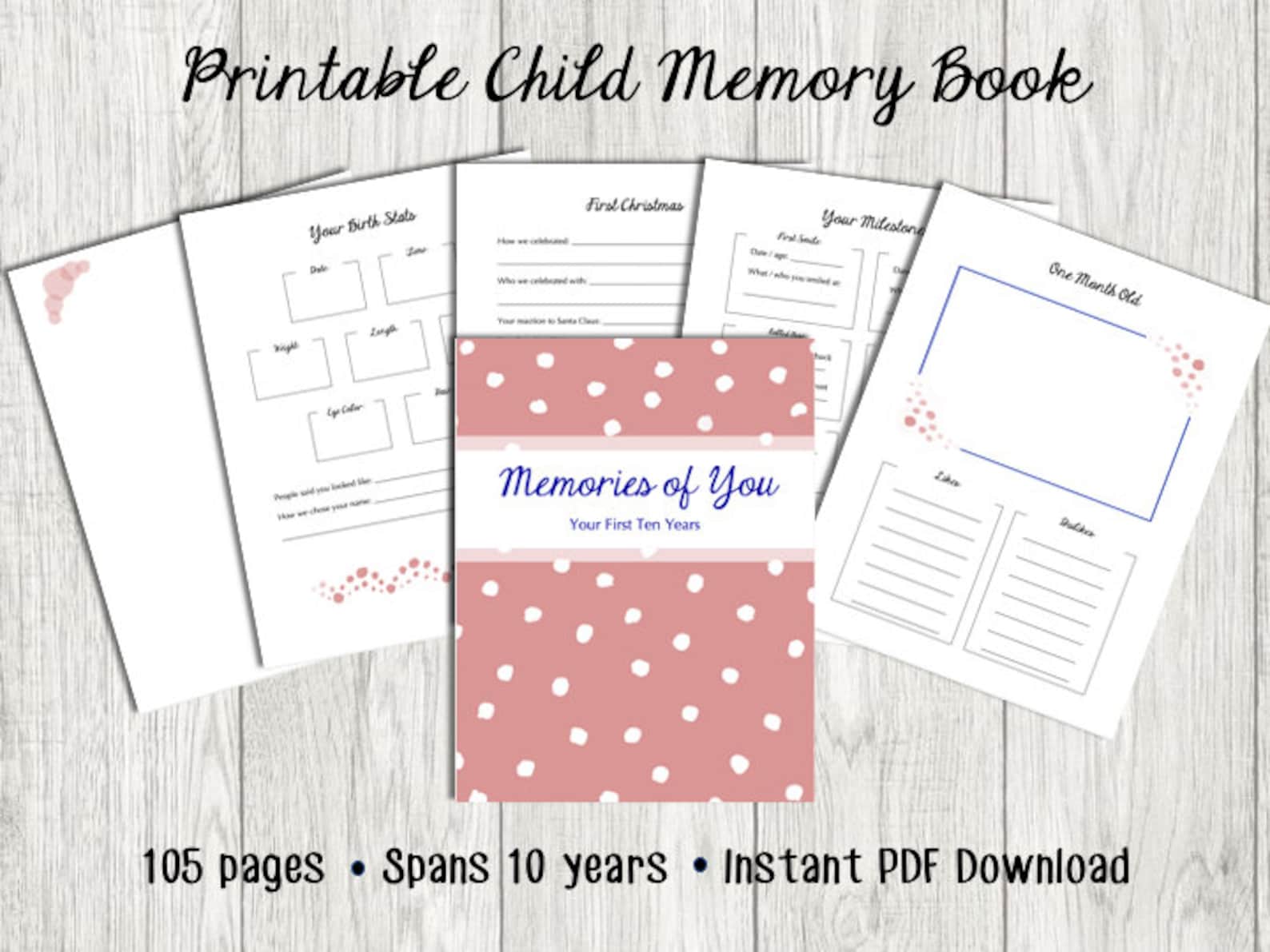 Printable Child Memory Book | Baby Memory Book | Toddler Memory Book ...