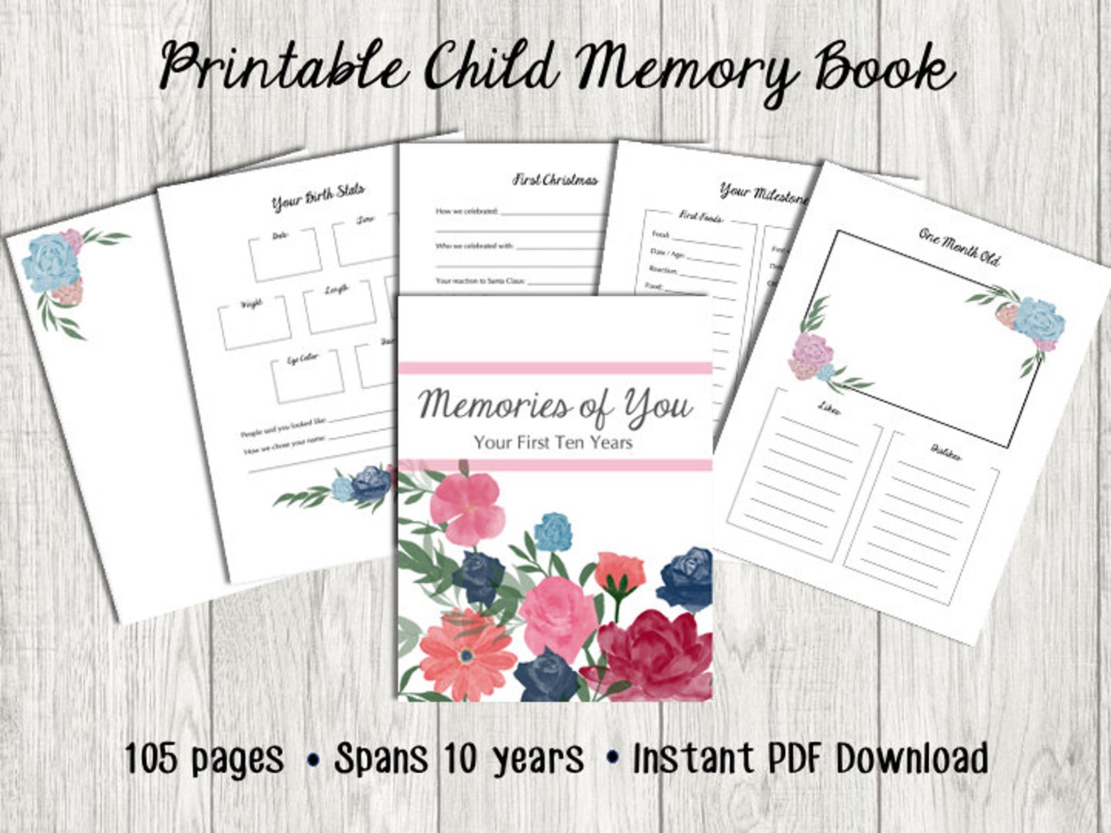 Printable Child Memory Book Baby Memory Book Toddler Memory Book Baby ...