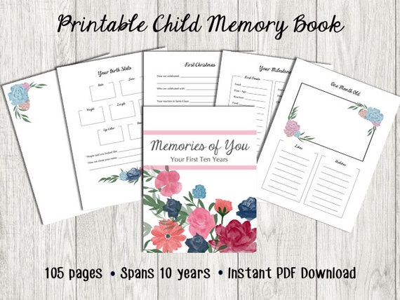 Printable Child Memory Book Baby Memory Book Toddler | Etsy