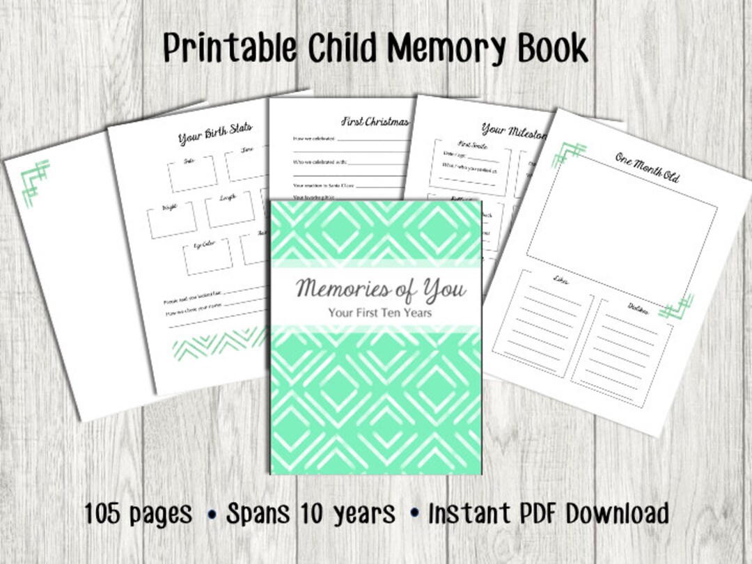 Printable Child Memory Book | Baby Memory Book | Toddler Memory Book ...
