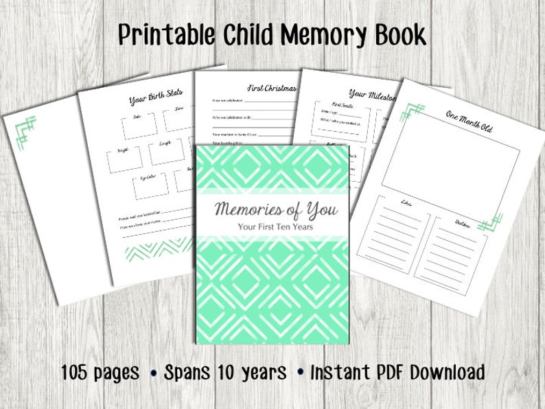 Printable Child Memory Book | Baby Memory Book | Toddler Memory Book ...