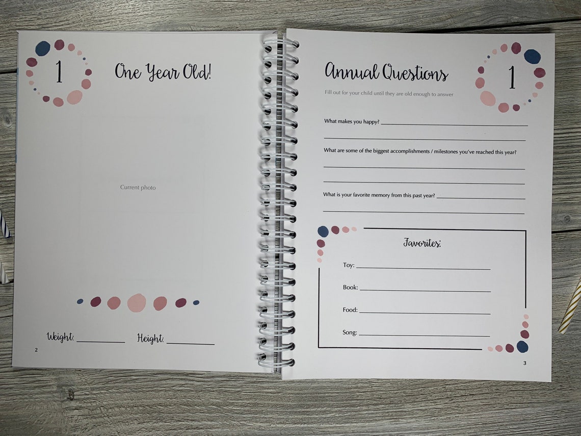 Birthday Memory Book Child Birthday Book Annual Birthday Interview ...