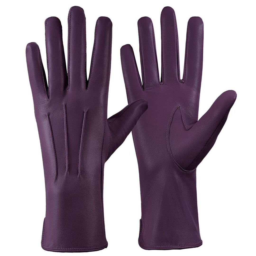 Genuine Purple Leather Unlined Women Dress Gloves With Beautiful ...