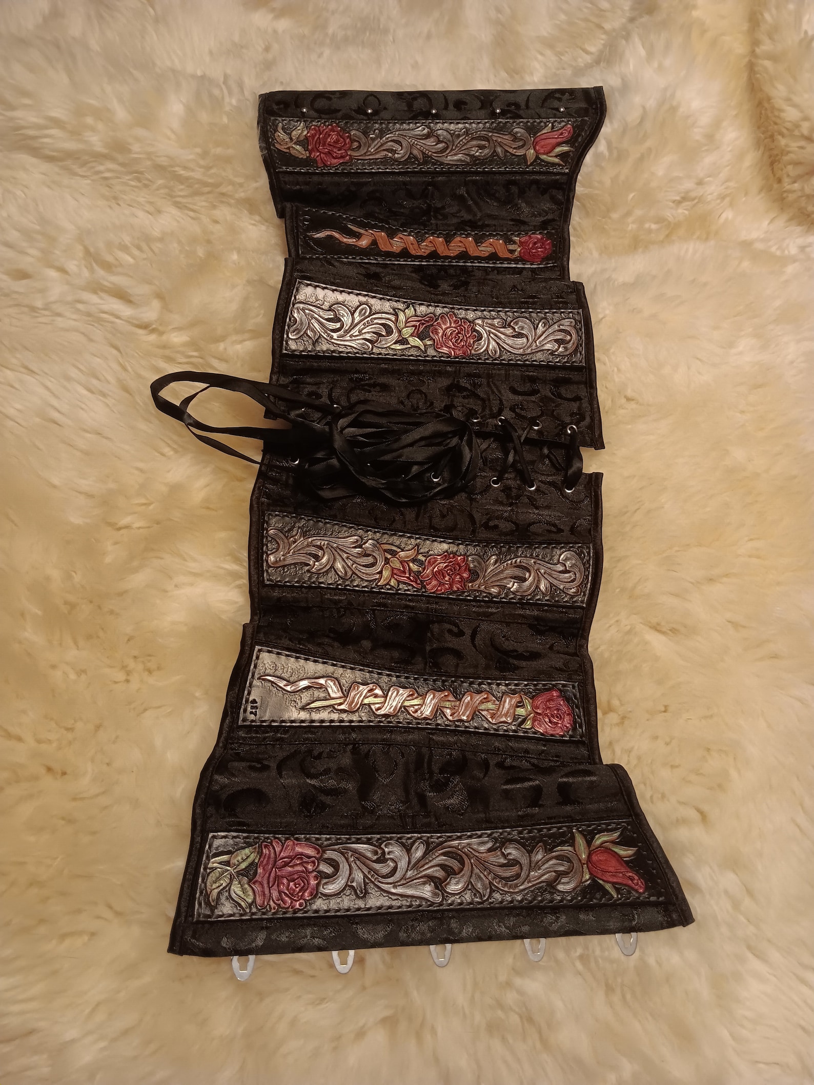 Custom Underbust Corset Tooled Leather Panels, SASS, CAS, Roses ...
