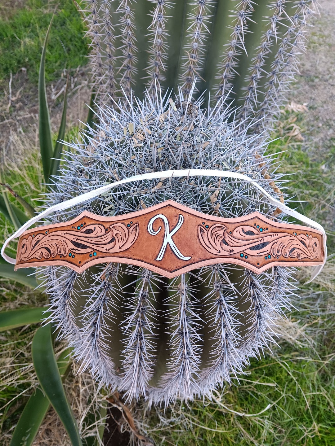 Western Rustic Wedding Custom Tooled Pointed Leather Garter, Hand ...