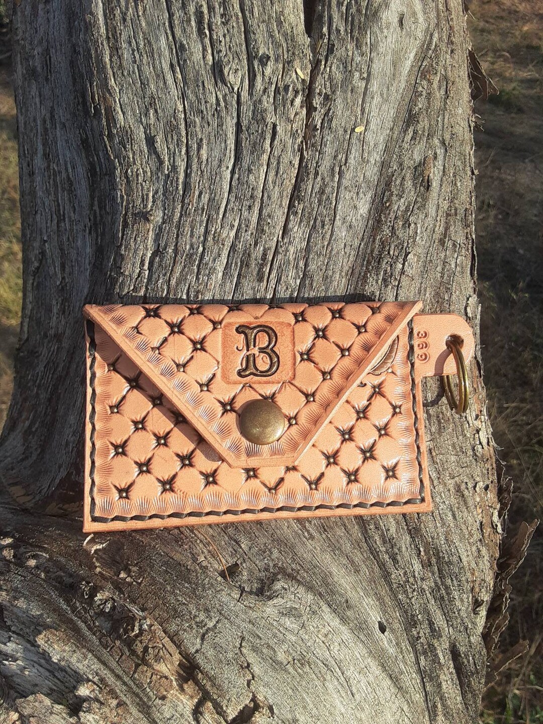 Custom Hand Tooled Leather Card Wallet, Diamond Tuck, Upholstery ...