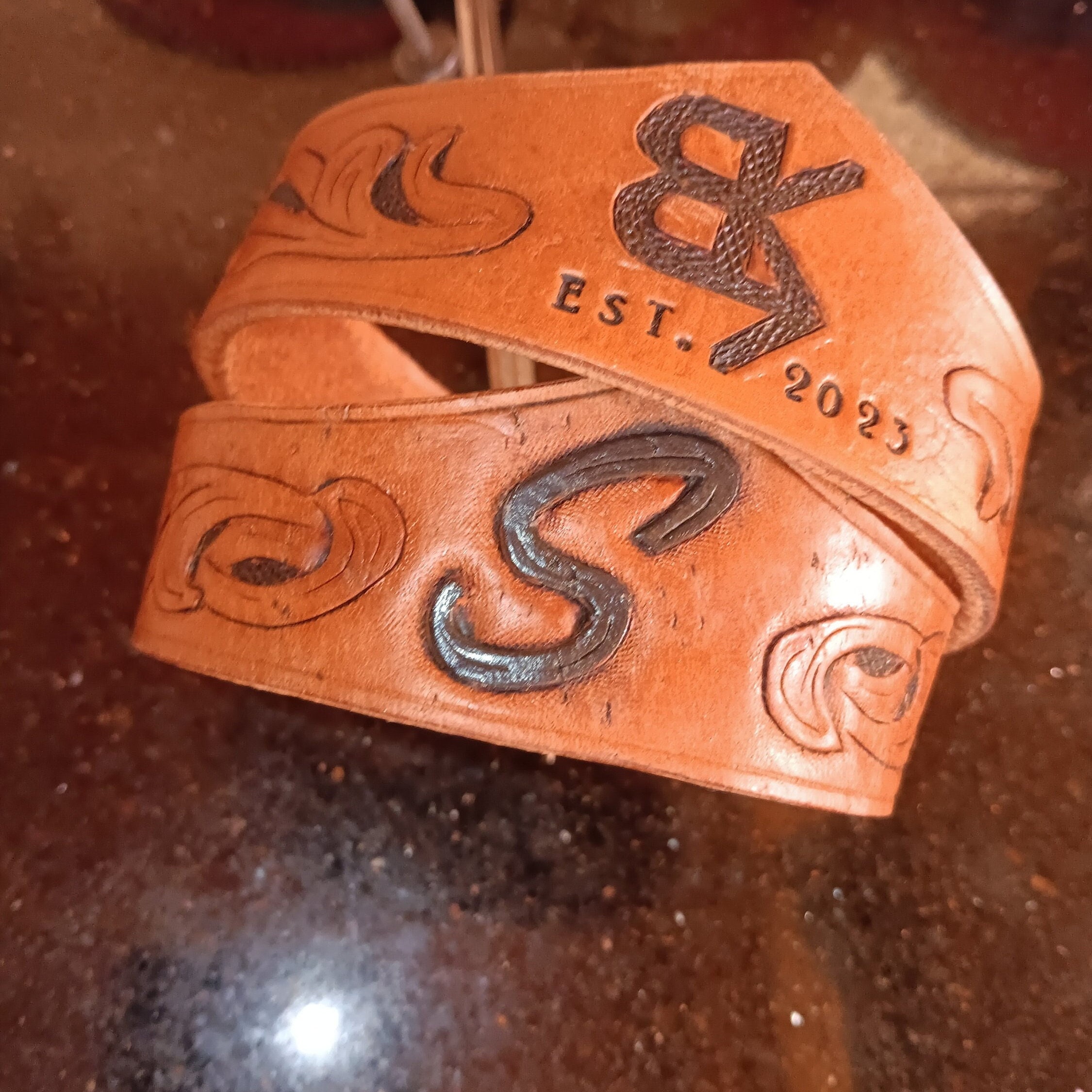 Custom Tooled Leather Western Hat Band, Wedding - Etsy