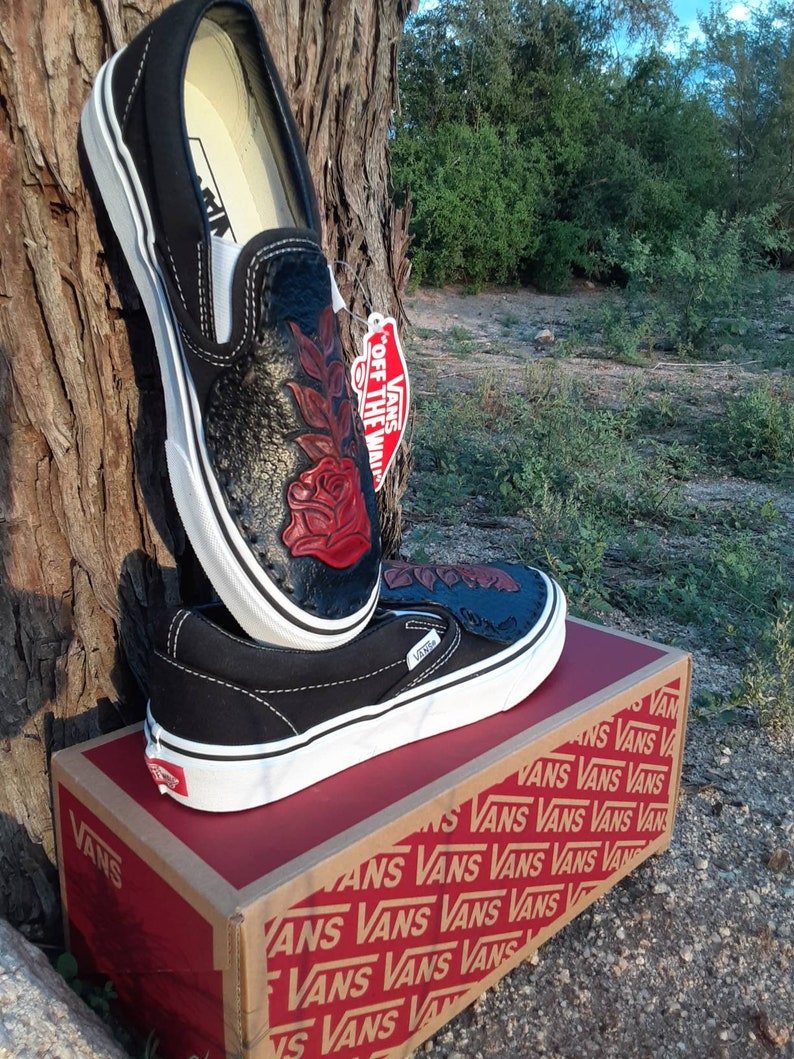 Custom Hand Tooled Leather Panels Attached to Vans Shoes - Etsy
