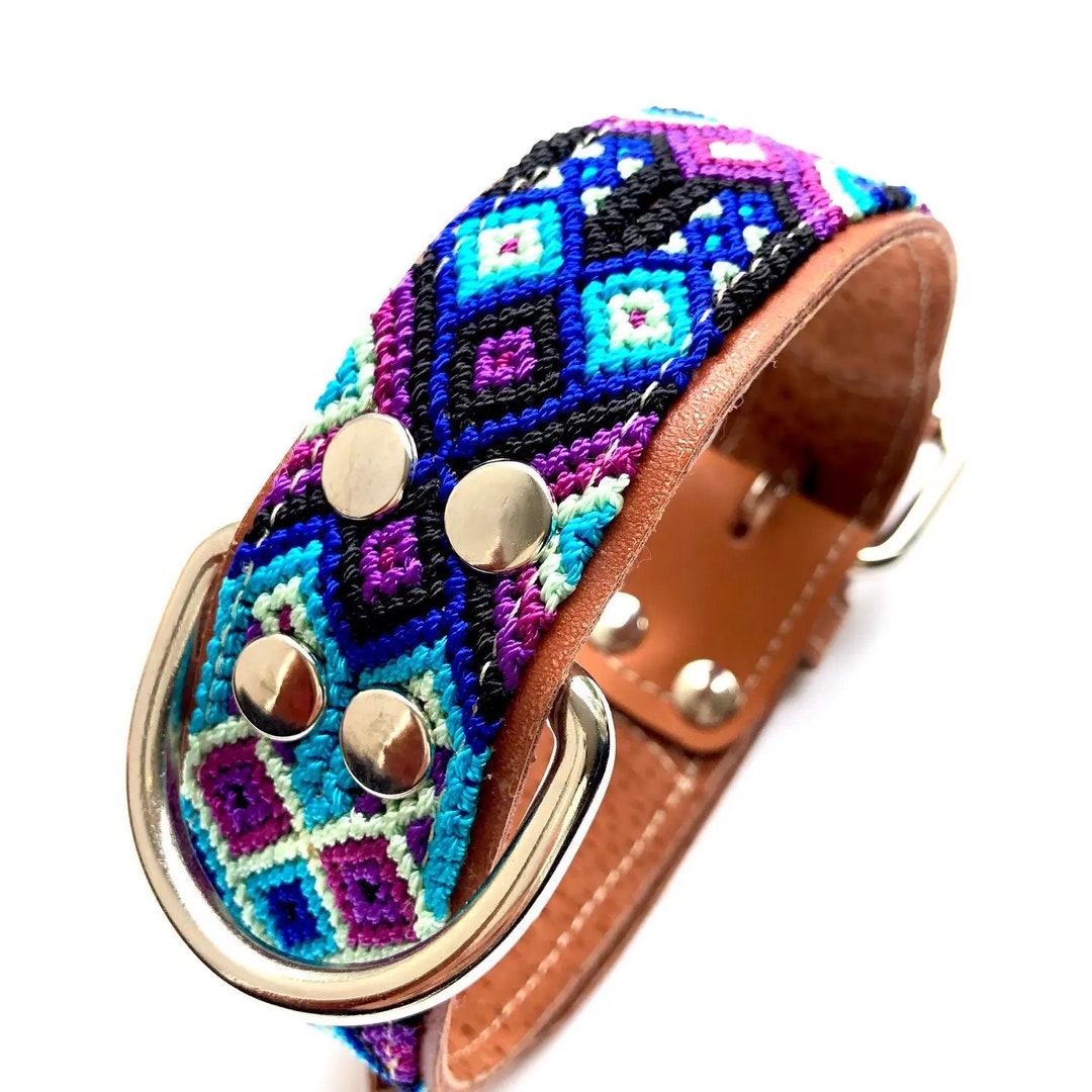 Handmade Dog Collar, Colorful Dog Collar, Blue Dog Collar, Collar for ...