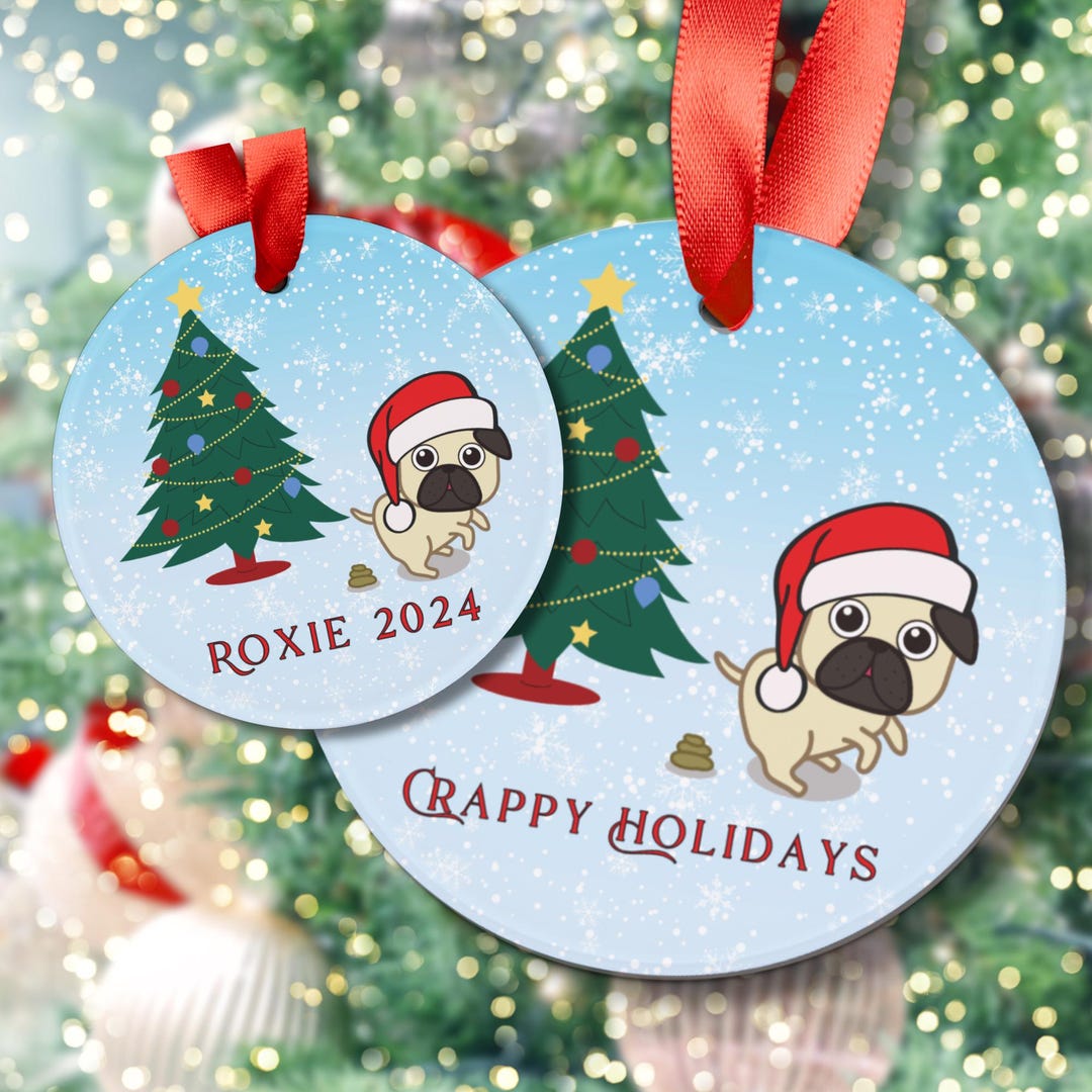 Personalized Pooping Dog Ornament, Funny Custom Pug Pet Owner Gift for ...
