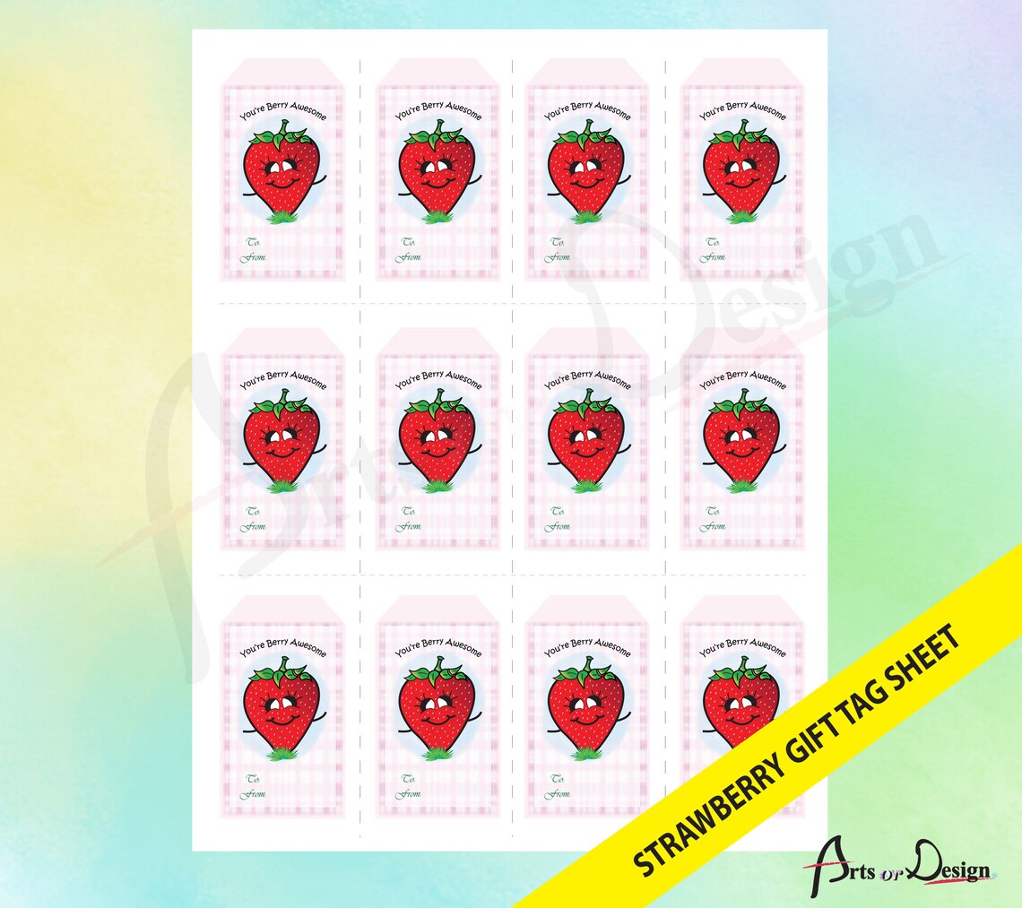 Strawberry Printable Tags Strawberry Gift Tags Strawberry - Etsy