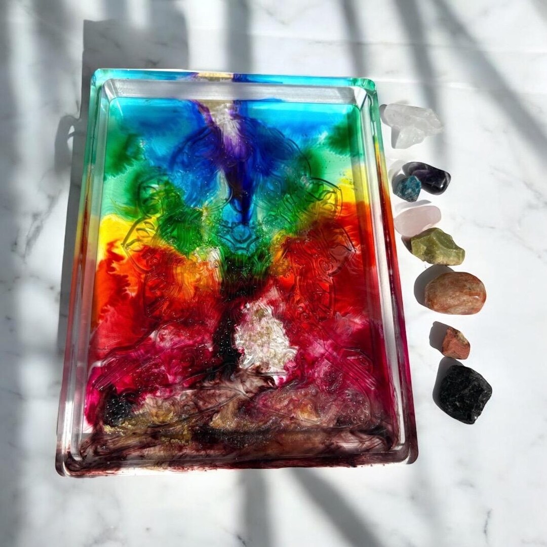 Crystal Grid Resin Tray With for Meditation With Resin Woman Figure ...