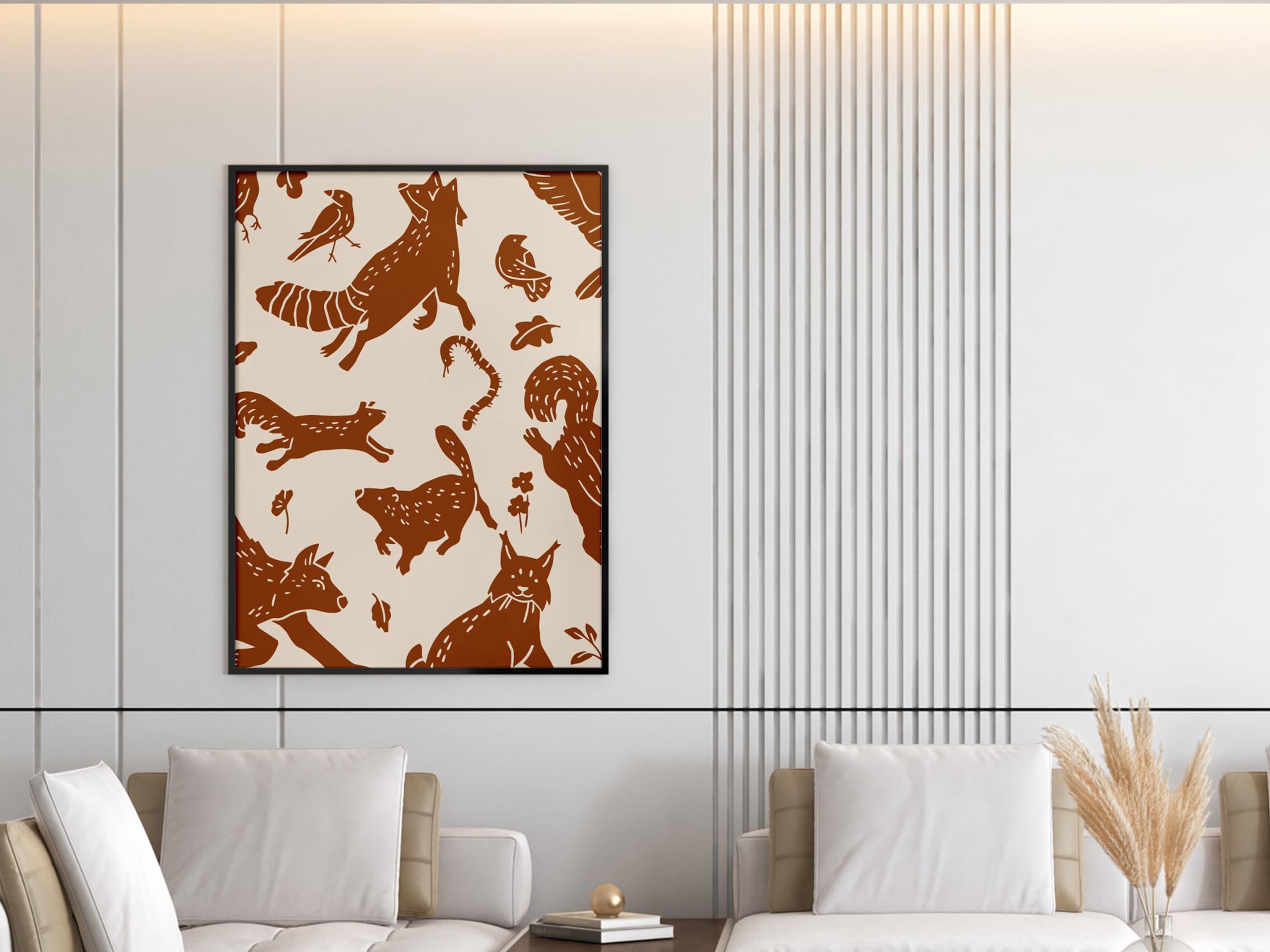 Forest Friends Linocut Clipart, Animal SVG, PNG Woodland Creatures ...