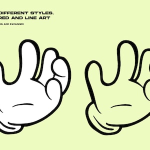 Retro Cartoon Vector Hands | PNG Design | Logo Hands | Instant Download ...
