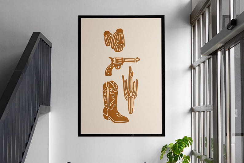 Western Vibes Clipart Bundle, Handrawn Linocut Cowboy PNG, Cowgirl SVG ...
