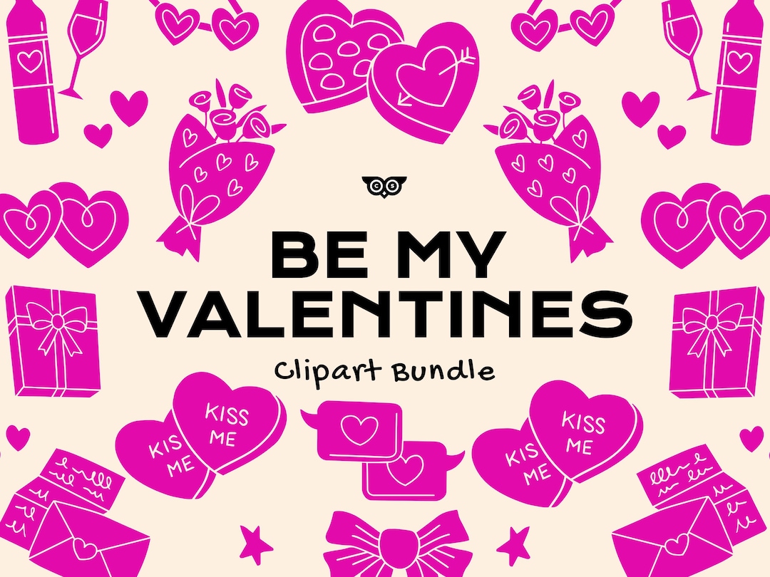 Be My Valentines Clipart Bundle, Handrawn Romance SVG Files, PNG Love ...