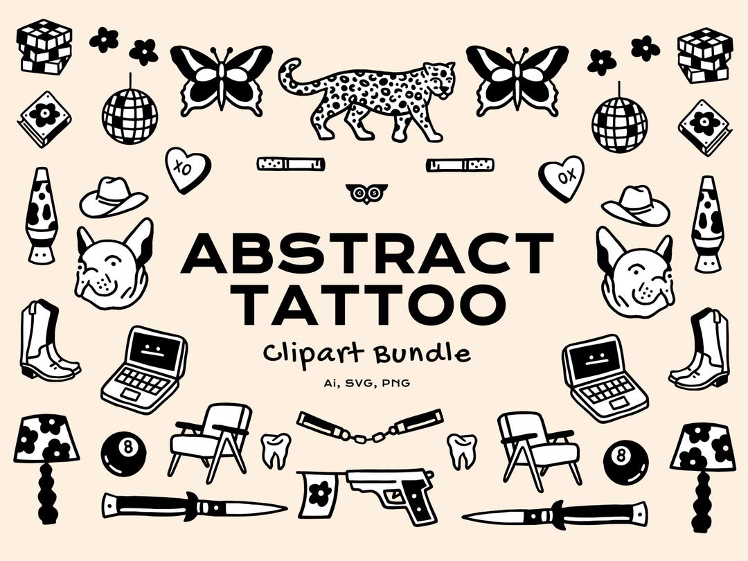 Abstract Tattoo Clipart Bundle, Handrawn Vector Tattoo Inspo, Simple ...