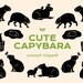 Cute Capybara Linocut Clipart, Adorable Animal Linocut Illustrations ...