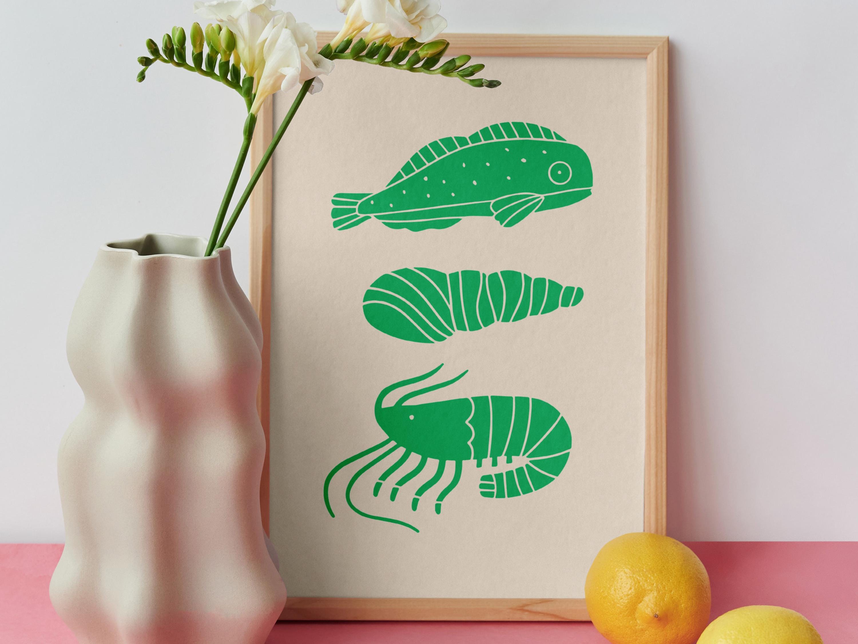 Rock Pool Linocut Bundle, Ocean Clip Art SVG, PNG Sea Creatures ...