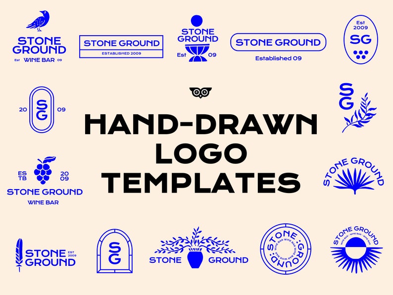 Hand Drawn Logo Templates Bundle 1 Instant Download Simple Vector Text ...