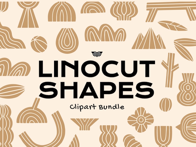 Linocut Shapes Clipart Bundle, Handrawn Vectors, PNG Shape Files, Abstract and Boho Shapes ...