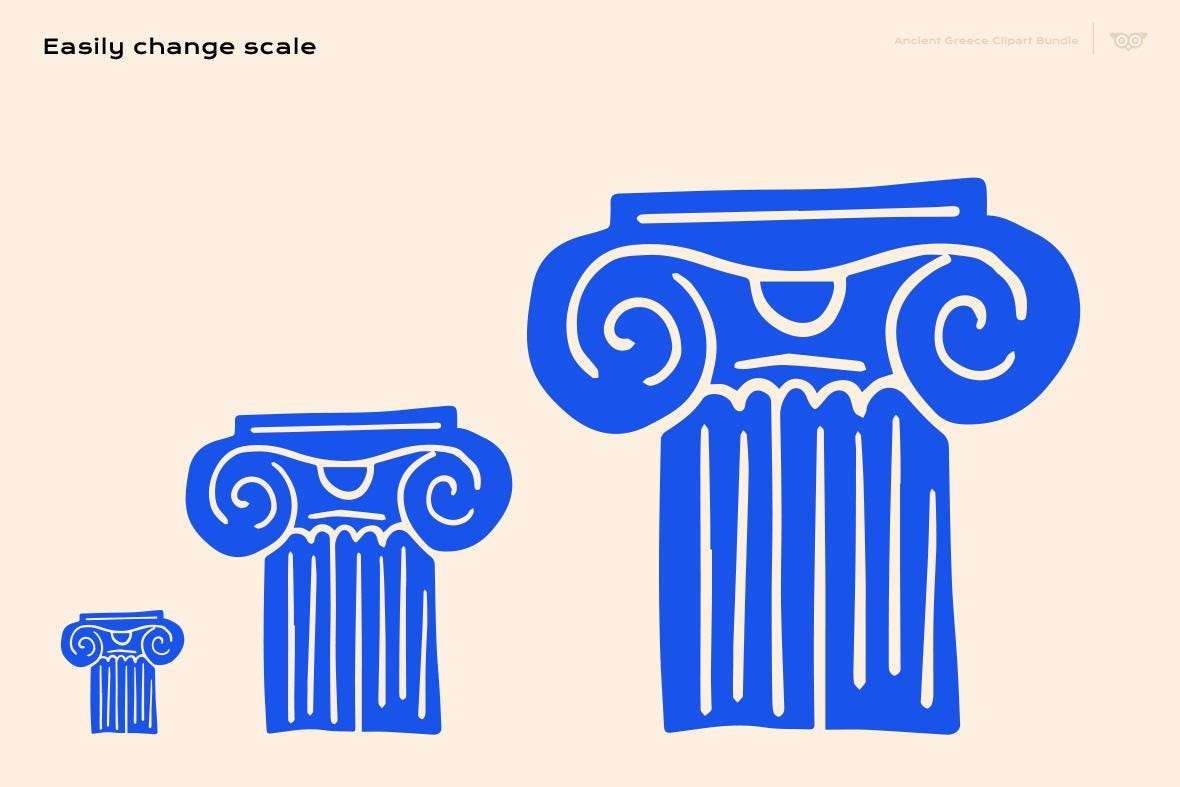 Ancient Greece Clipart Bundle, Linocut Vector Set, Handrawn Greek Art ...